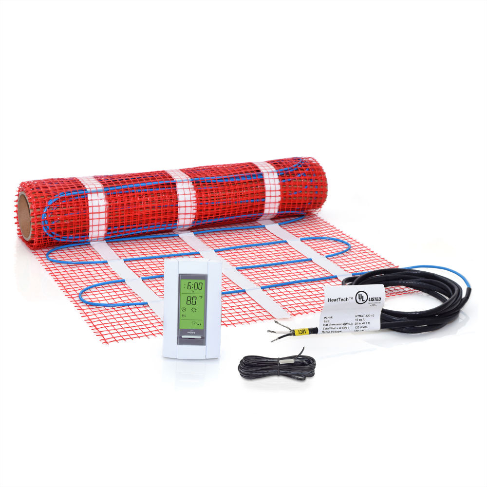 10sqft Radiant Floor Heating Mat Kit 120V w/ Thermostat