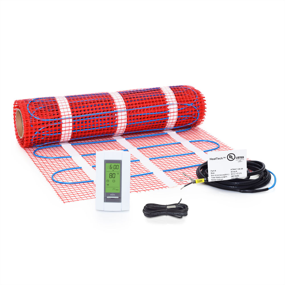 20sqft Radiant Floor Heating Mat Kit 120V w/ Thermostat