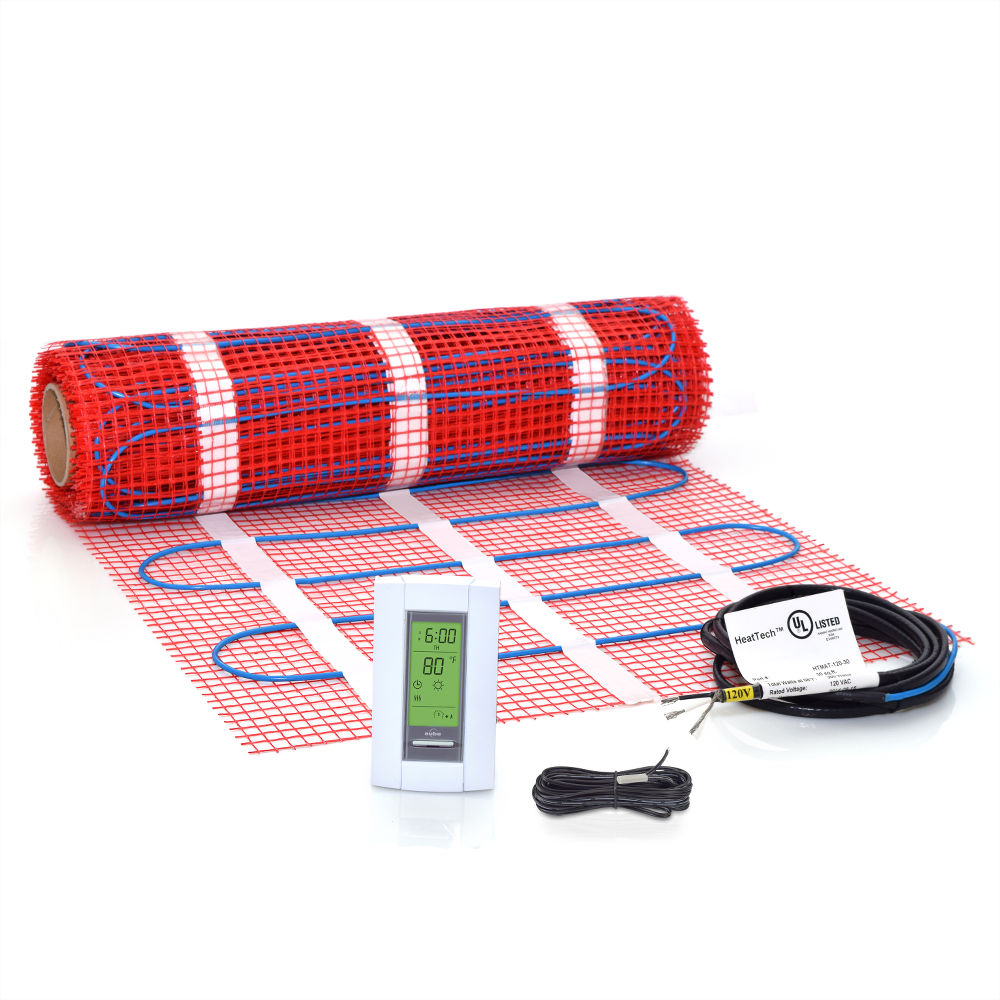 30sqft Radiant Floor Heating Mat Kit 120V w/ Thermostat