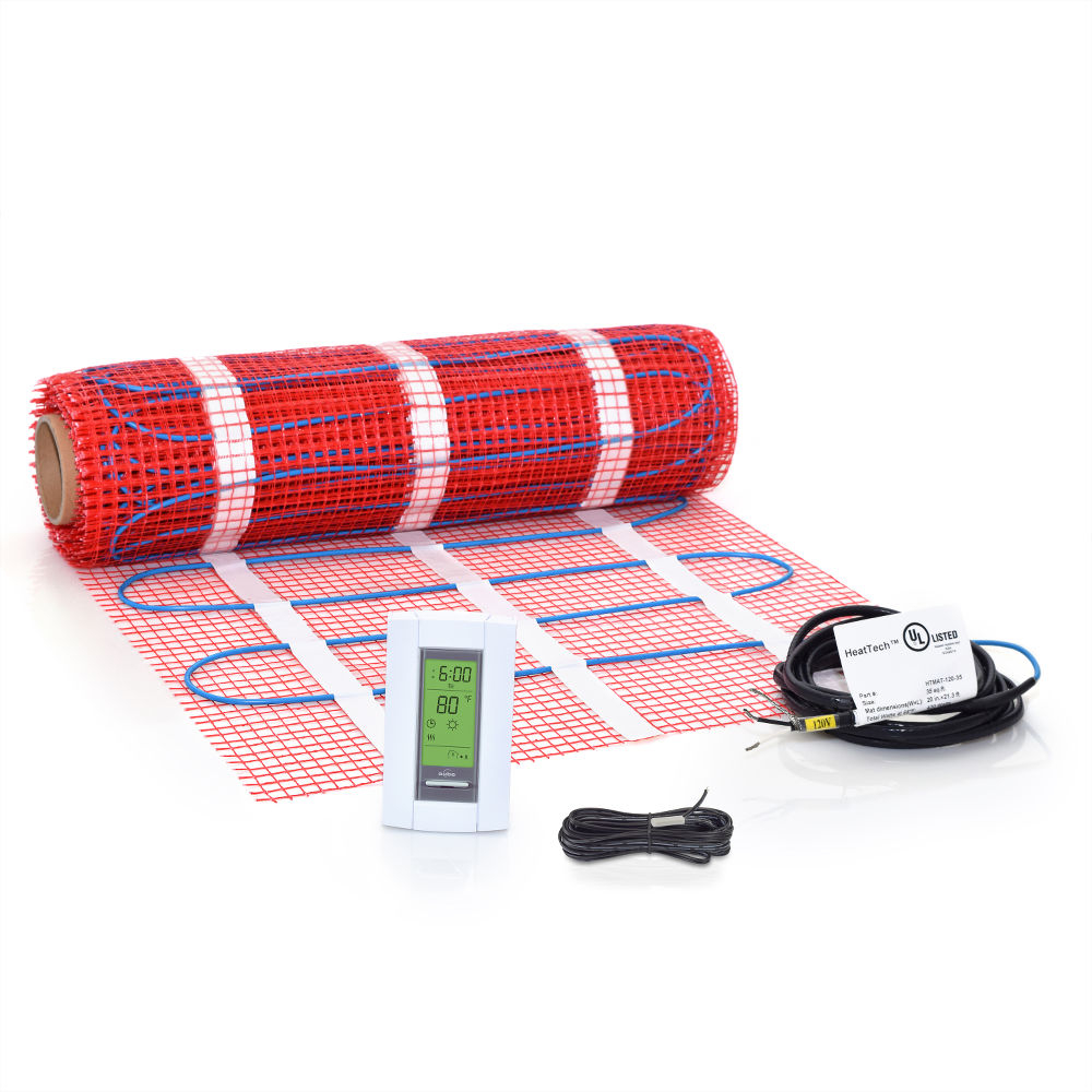 HeatTech 35sqft In Floor Heating Mat Kit with Thermostat