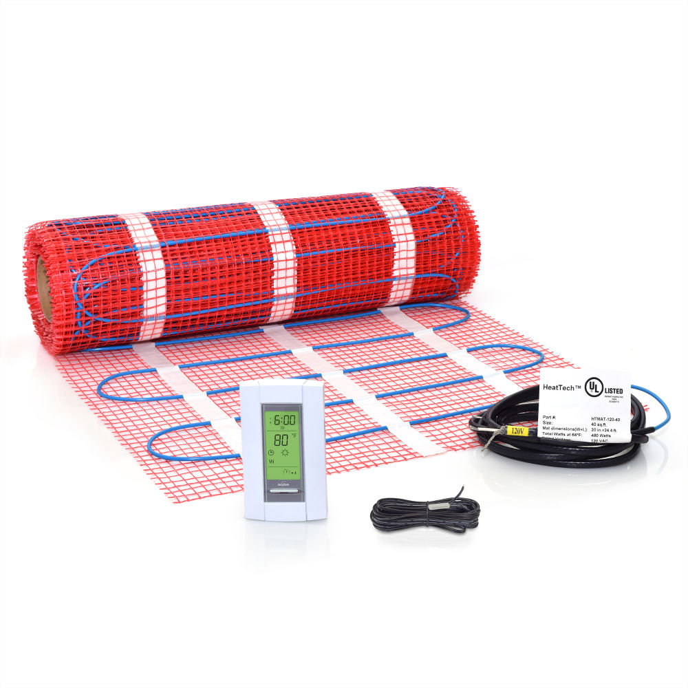 40sqft Radiant Floor Heating Mat Kit 120V w/ Thermostat