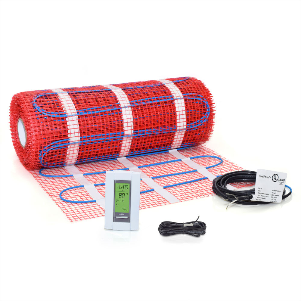 80sqft Radiant Floor Heating Mat Kit 120V w/ Thermostat