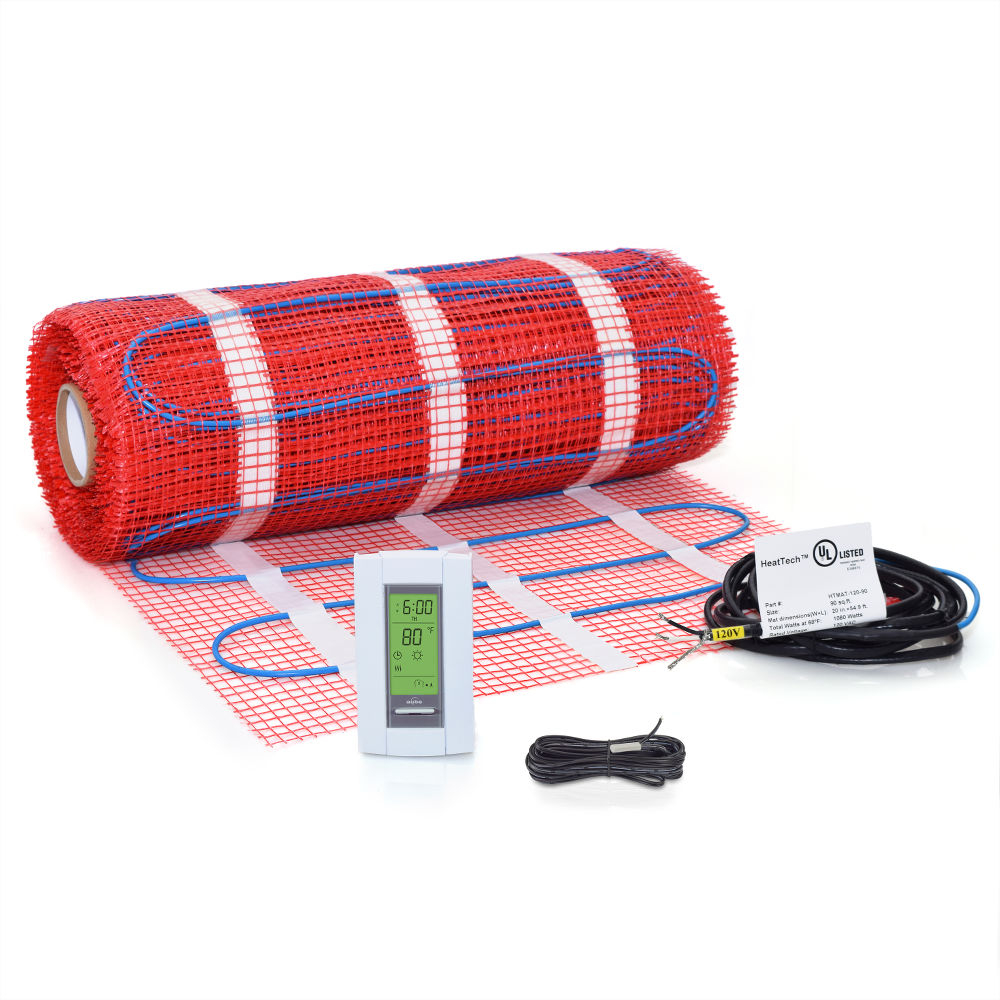 90sqft Radiant Floor Heating Mat Kit 120V w/ Thermostat
